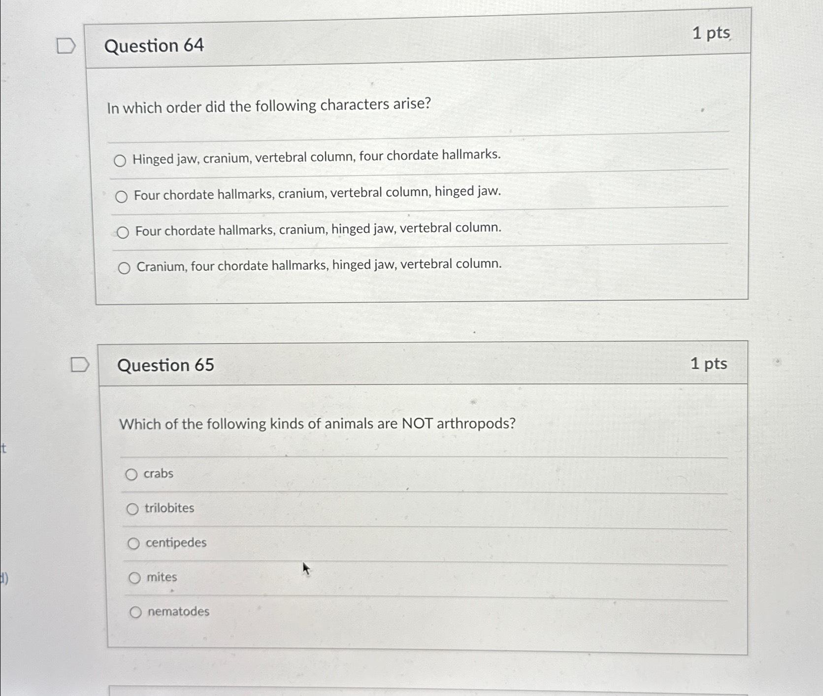 Solved Question 641 ﻿ptsIn which order did the following | Chegg.com