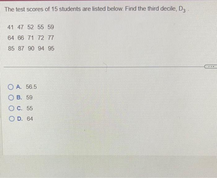 Solved The test scores of 15 students are listed below. Find | Chegg.com