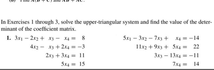 Solved In Exercises 1 through 3, solve the upper-triangular | Chegg.com