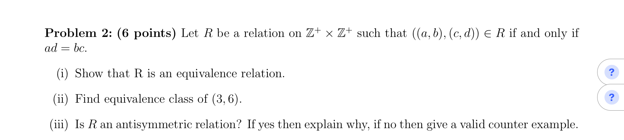Solved Problem 2: (6 ﻿points) ﻿Let R ﻿be a relation on | Chegg.com