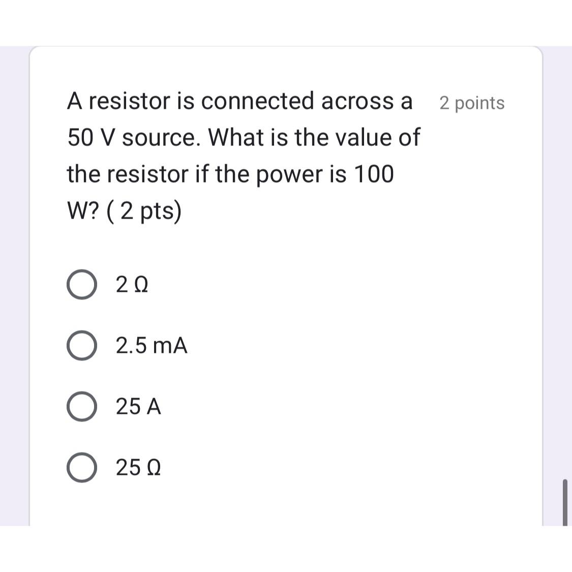 Solved A resistor is connected across a2 ﻿points 50V | Chegg.com