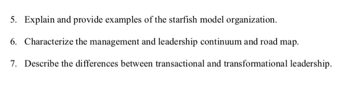 Solved 5. Explain and provide examples of the starfish model | Chegg.com