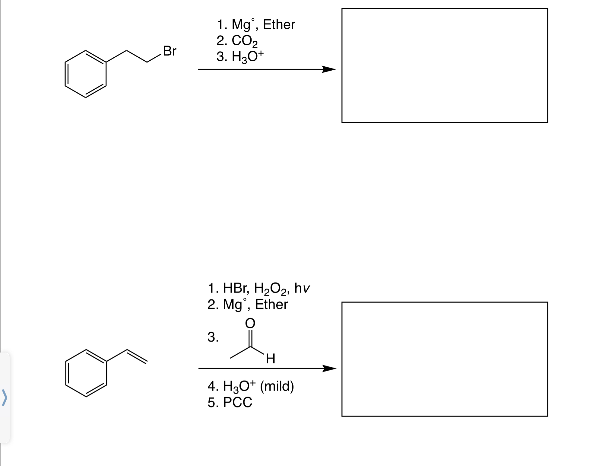 Solved Mg°, ﻿EtherCO2H3O+HBr,H2O2, ﻿hvMg°, | Chegg.com