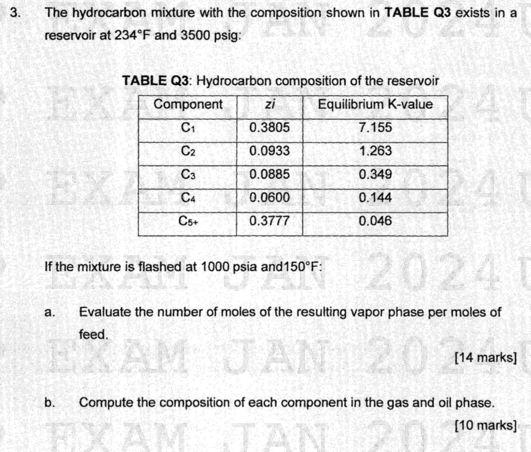 Solved help 3. ﻿The hydrocarbon mixture with the composition | Chegg.com
