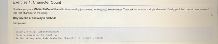 Solved Exercise 1: Character Count Create a program, | Chegg.com