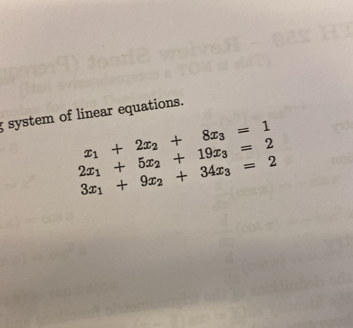 Solved system of linear | Chegg.com