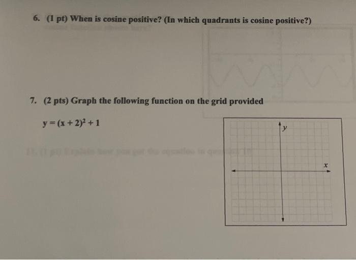 Solved 6. (1 pt) When is cosine positive? (In which | Chegg.com