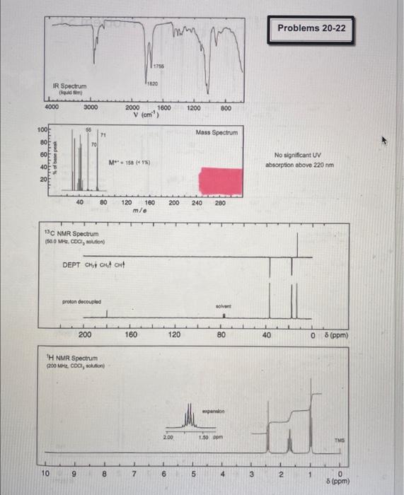 Solved For questions 23-25, consider the IR, MS, 1H and 13C | Chegg.com