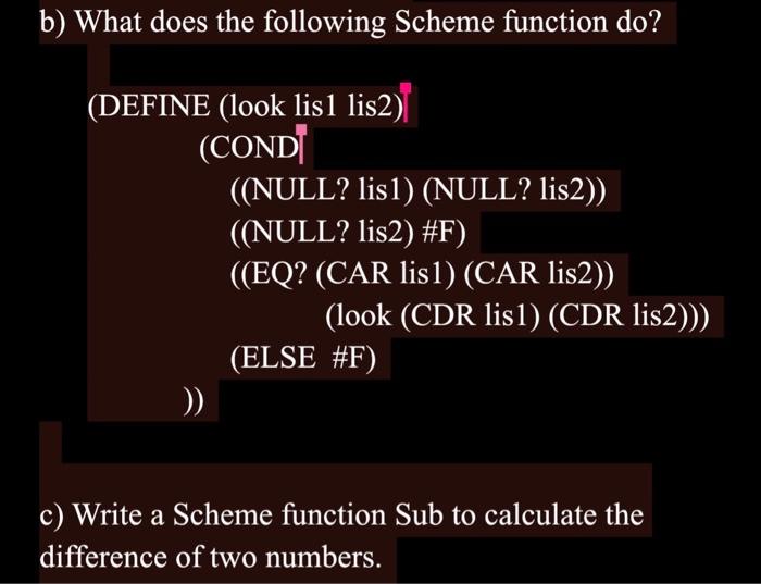 Solved B What Does The Following Scheme Function Do 