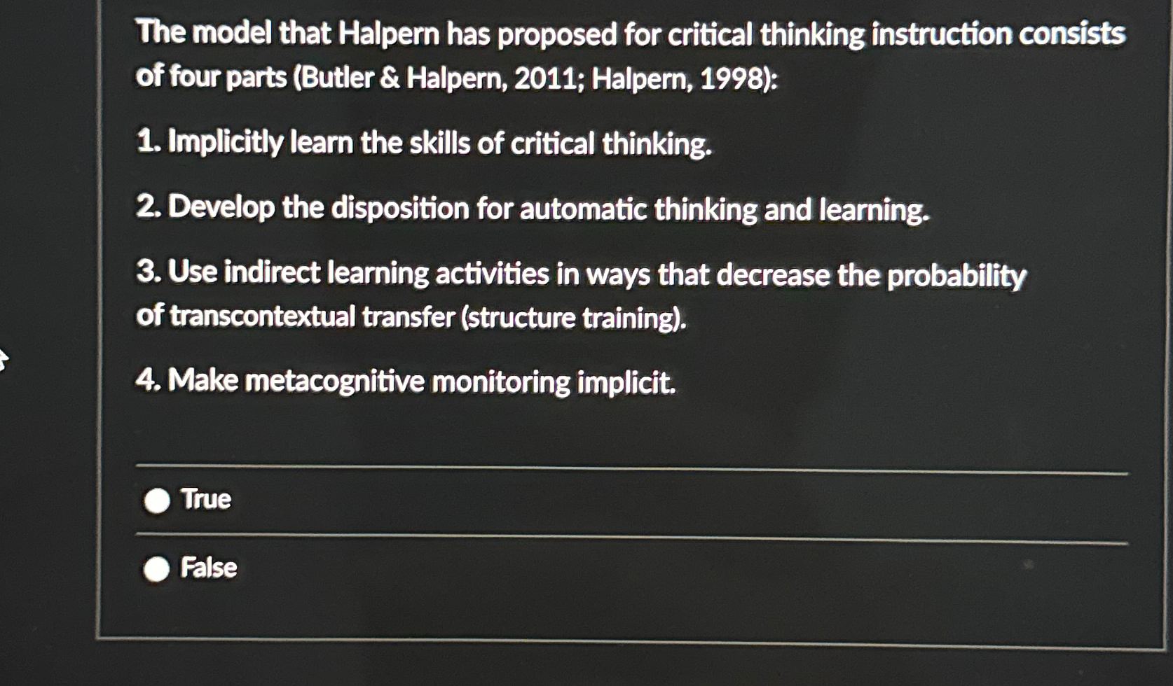 Solved The model that Halpern has proposed for critical | Chegg.com