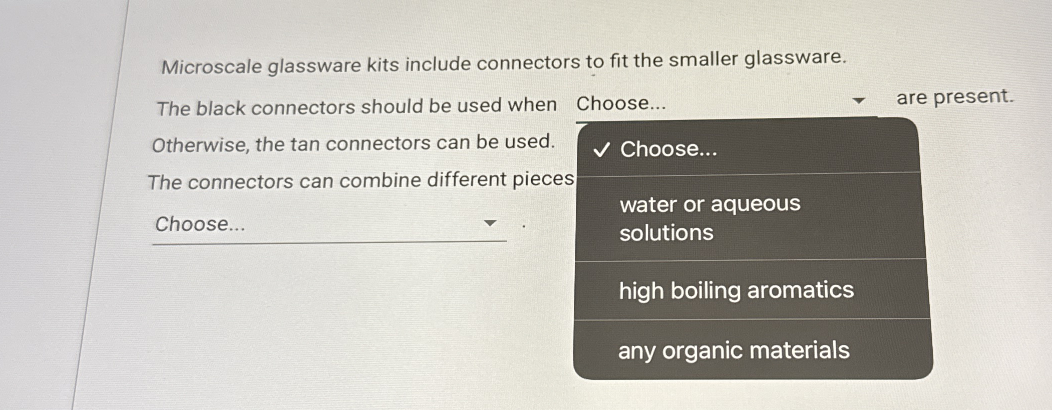Microscale glassware kits include connectors to fit | Chegg.com