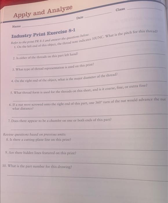 Solved Name 1. On the left end of this object, the thread | Chegg.com