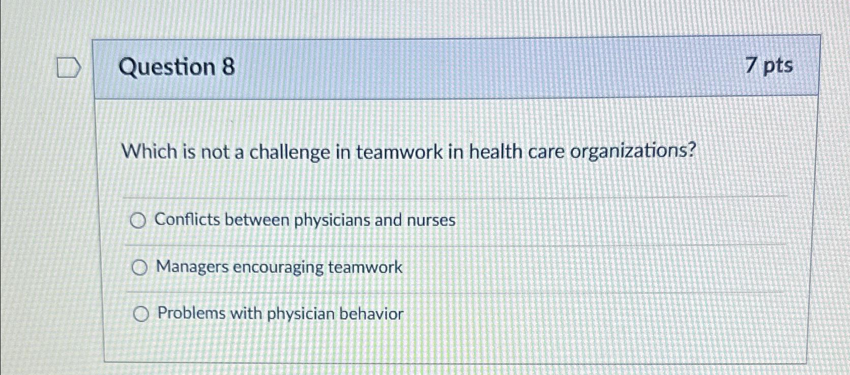 Solved Question 87 ﻿ptsWhich is not a challenge in teamwork | Chegg.com