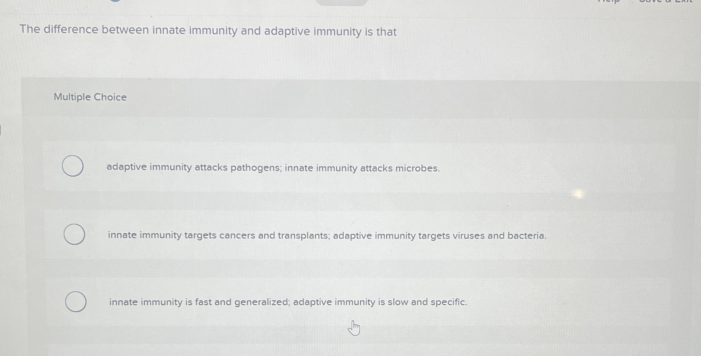 Solved The difference between innate immunity and adaptive | Chegg.com