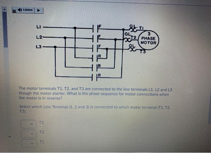 Solved Listen L2- AL 3 12 PHASE MOTOR L3 The motor terminals | Chegg.com