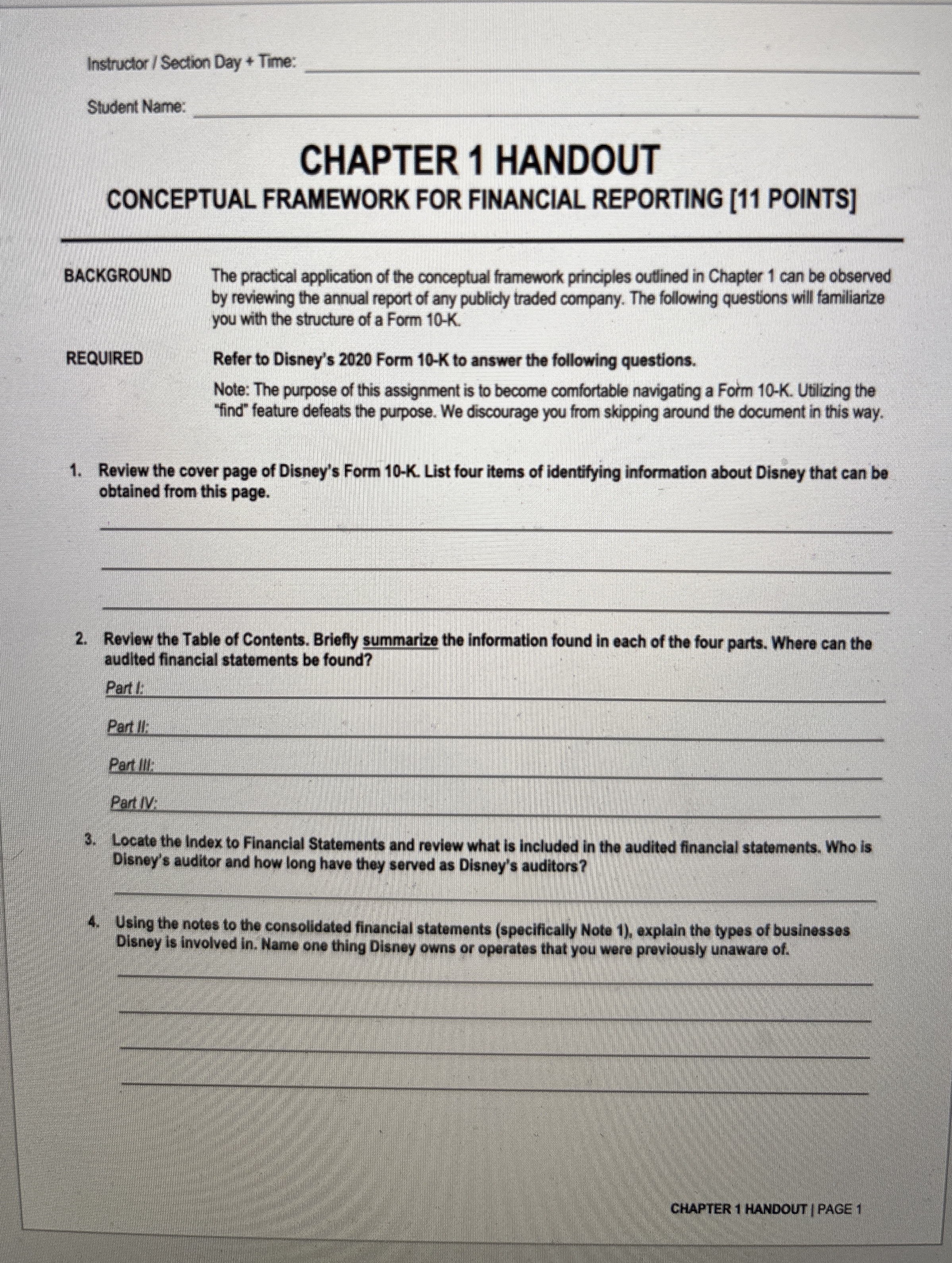 Solved Instructor / ﻿Section Day + ﻿Time: q,Student Name: | Chegg.com