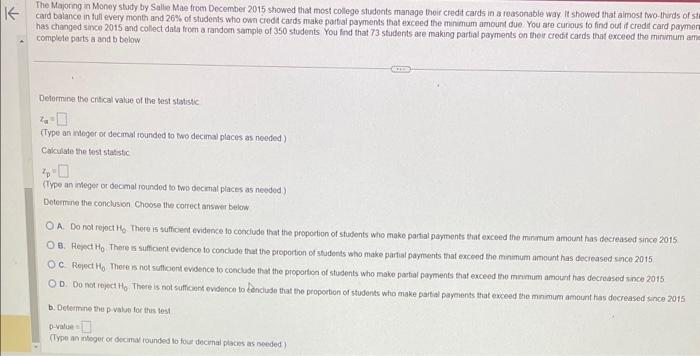 Solved complote parts a and b below a. Doos the sample | Chegg.com