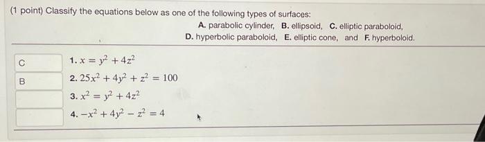 Solved (1 point) Classify the equations below as one of the | Chegg.com