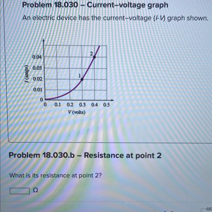 Solved Problem 18.030 - Current-voltage graph An electric | Chegg.com