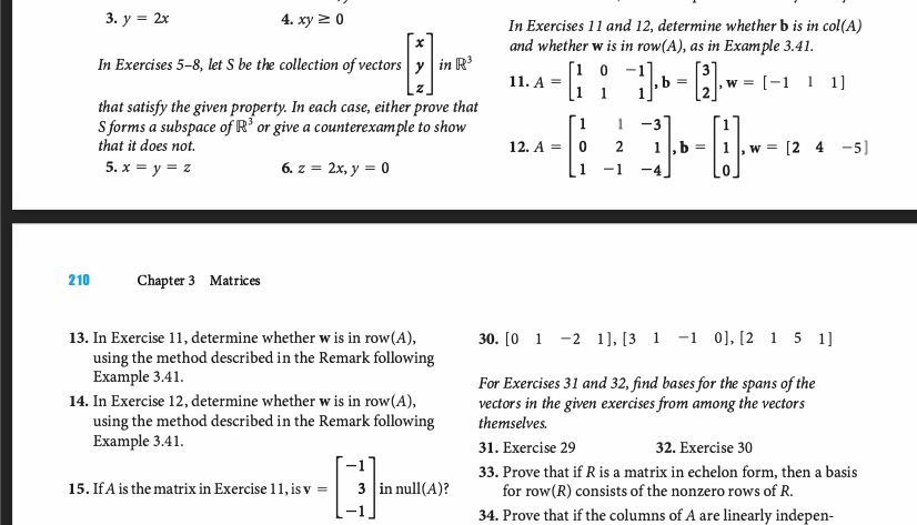 In Exercise 11, ﻿determine whether w ﻿is in | Chegg.com