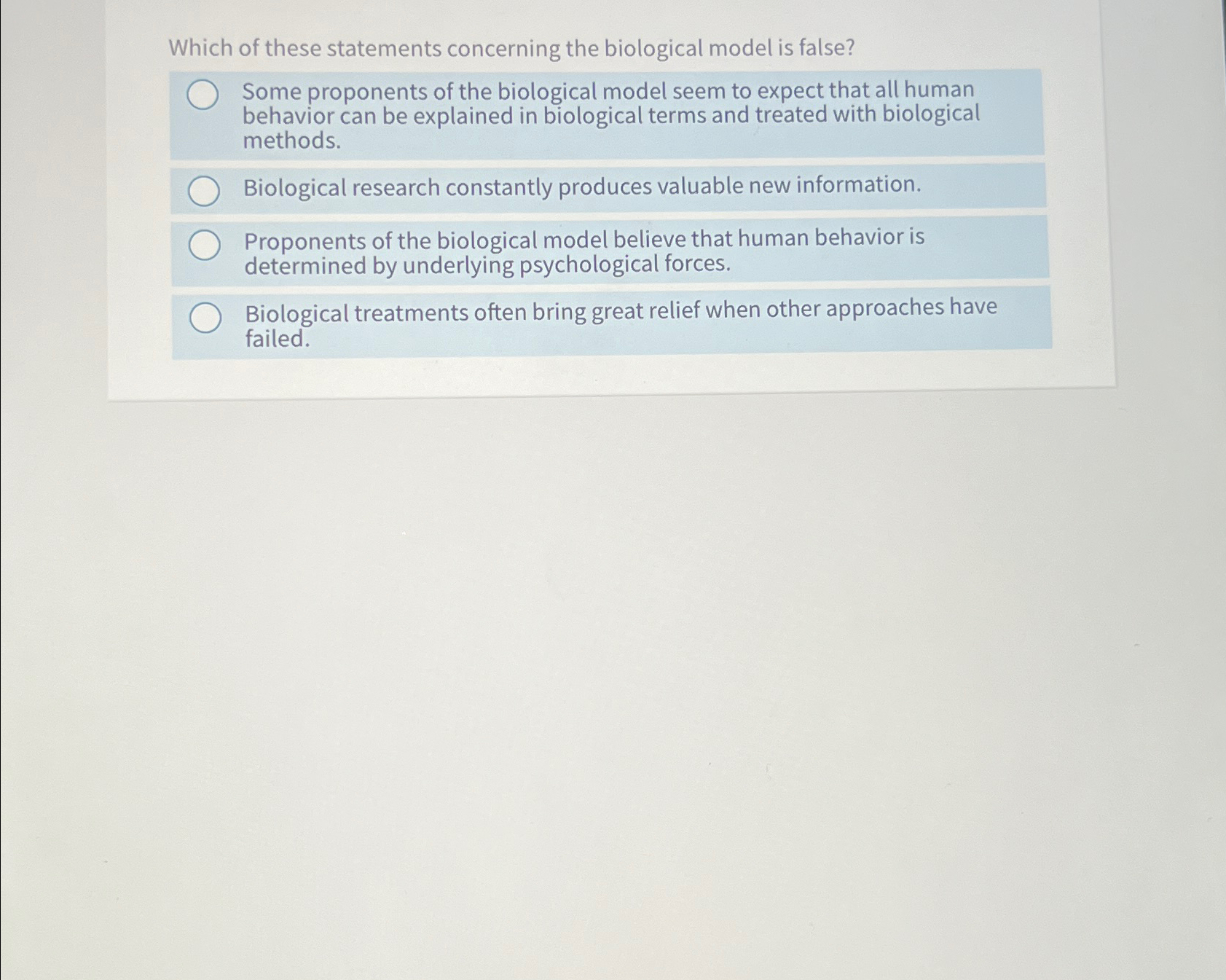 Solved Which of these statements concerning the biological | Chegg.com