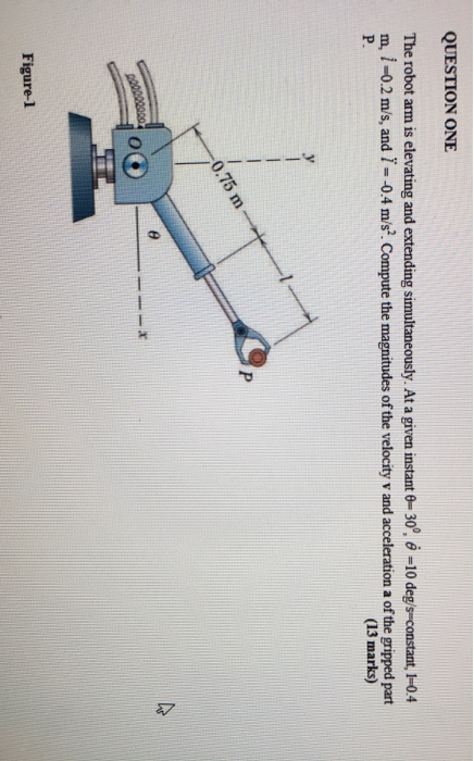 Solved QUESTION ONE The robot arm is elevating and extending | Chegg.com