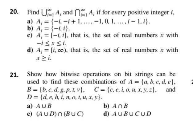 Solved 0. Find ⋃i=1∞Ai and ⋂i=1∞Ai if for every positive | Chegg.com