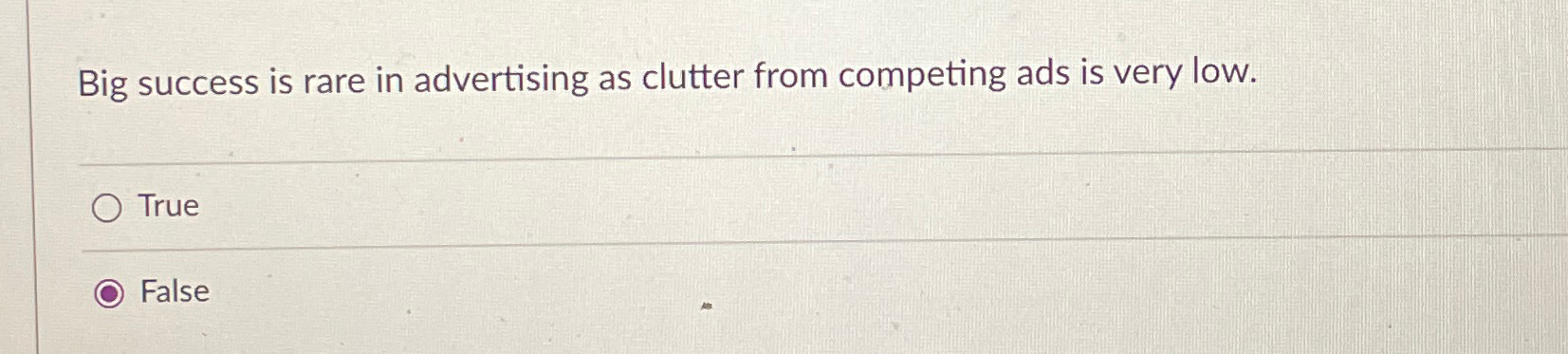 Solved Big success is rare in advertising as clutter from | Chegg.com