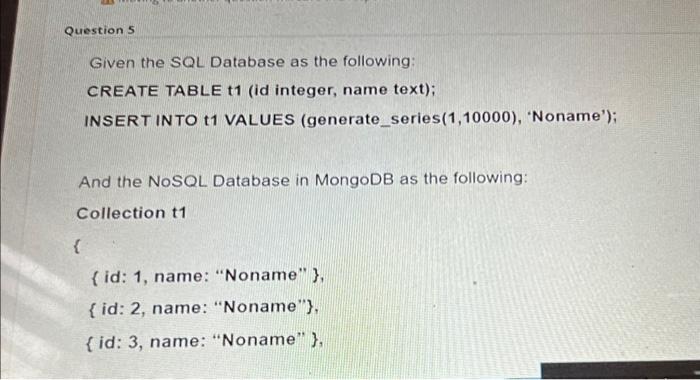 Given the SQL Database as the following: CREATE TABLE | Chegg.com