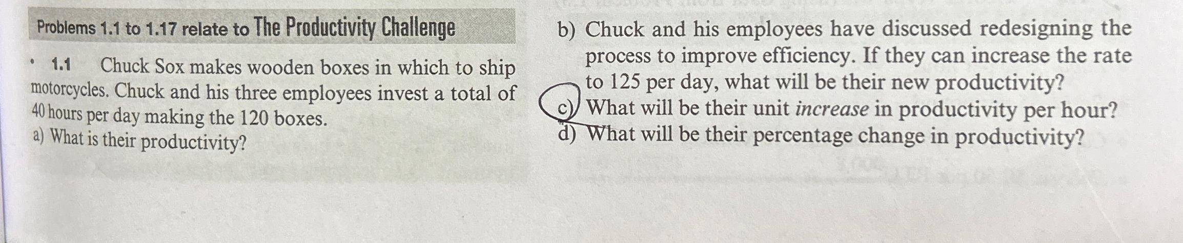 Solved Problems 1.1 ﻿to 1.17 ﻿relate to The Productivity | Chegg.com