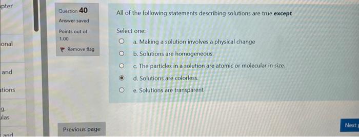 Solved All of the following statements describing solutions | Chegg.com