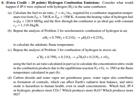 Solved (Extra ﻿Credit - 20 ﻿points) ﻿Hydrogen Combustion | Chegg.com