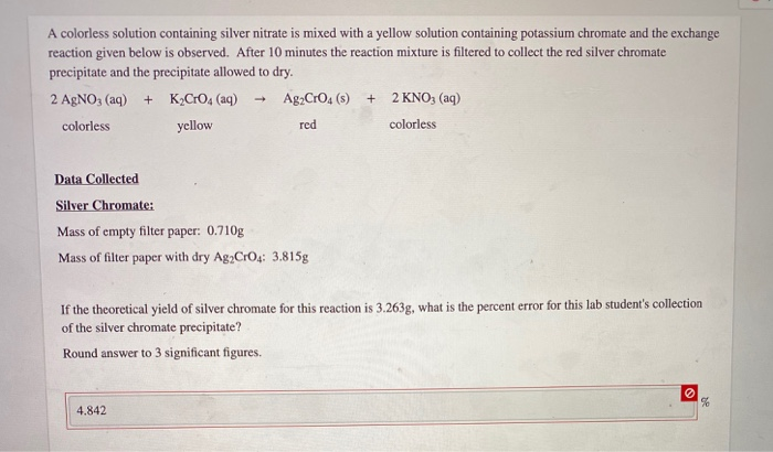 Solved A colorless solution containing silver nitrate is | Chegg.com