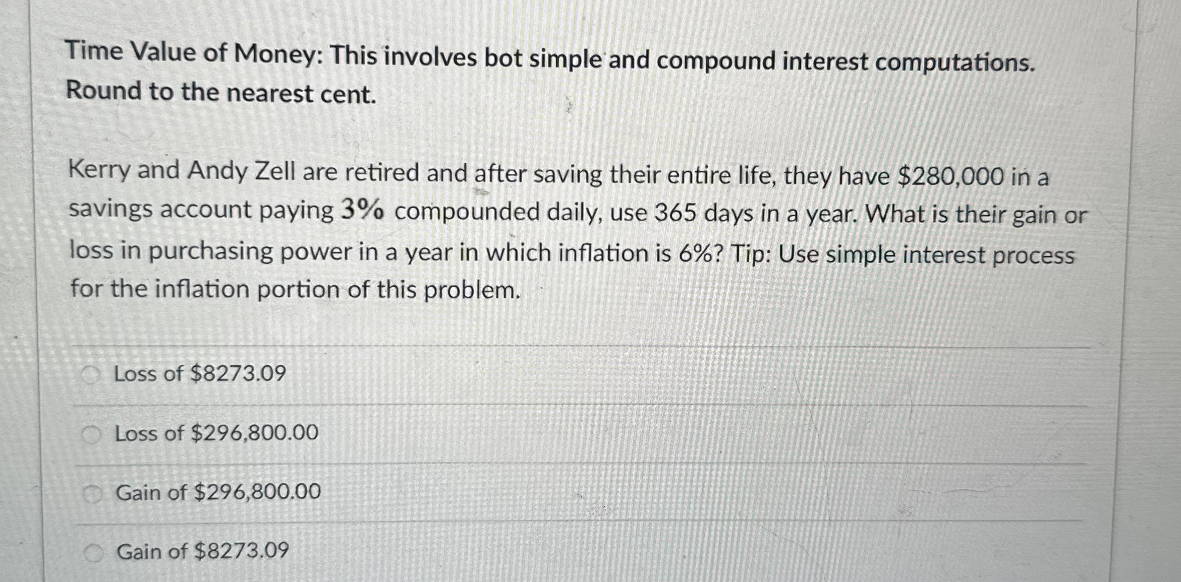Solved Time Value of Money: This involves bot simple and | Chegg.com