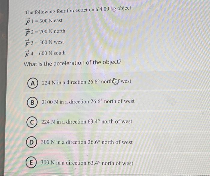Solved The following four forces act on a 4.00 kg object: | Chegg.com