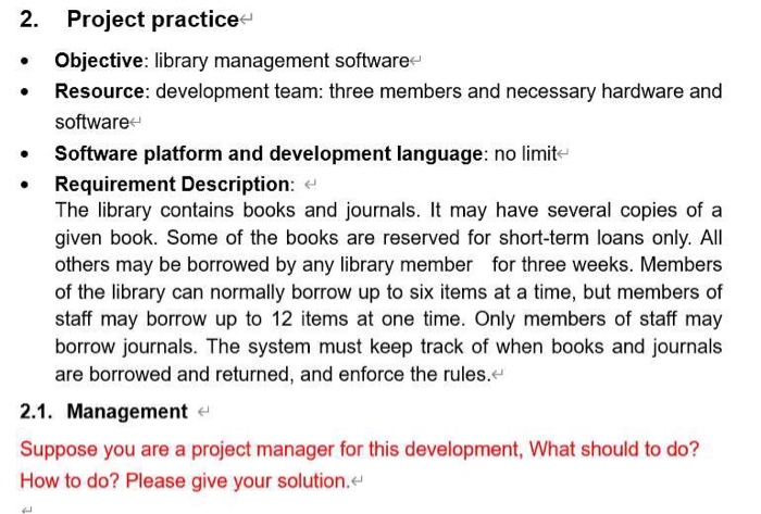 Solved . . 2. Project practice Objective: library management | Chegg.com