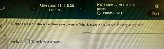 Solved Suppose a 4×7 matrix A has three pivot columns. What | Chegg.com