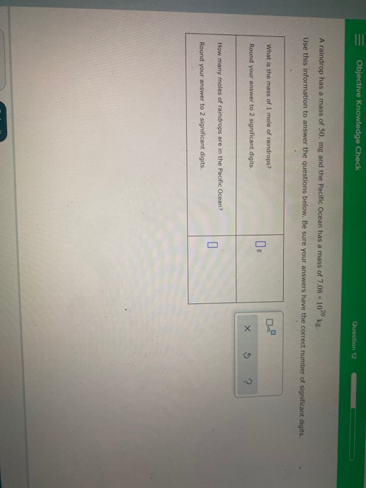 Solved Objective knowledge Check Question 12 A raindrop has | Chegg.com