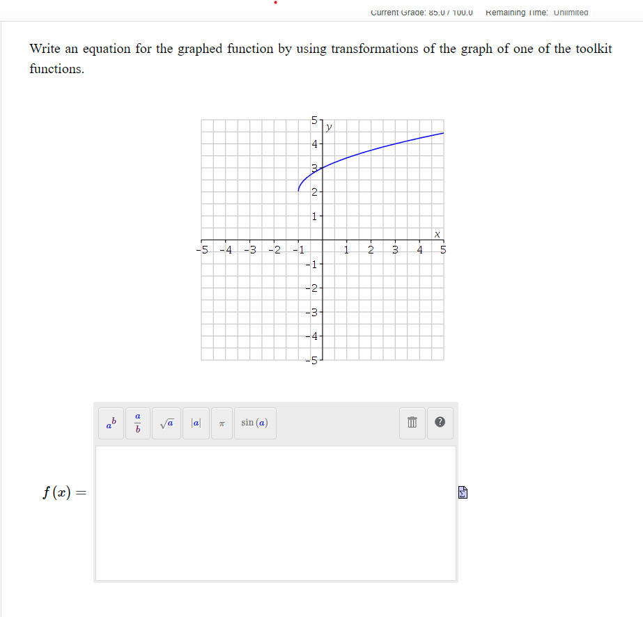 Solved Write an equation for the graphed function by using | Chegg.com