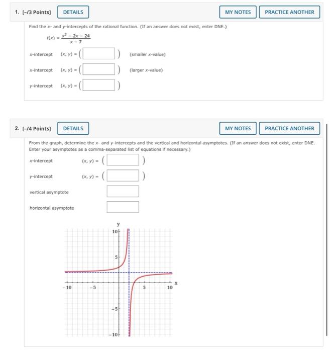 Solved Find the x - and y-intercepts of the rational | Chegg.com