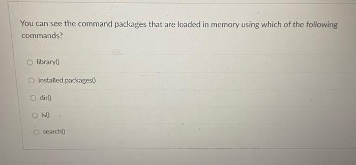 Solved To load a command package and make its commands ready | Chegg.com