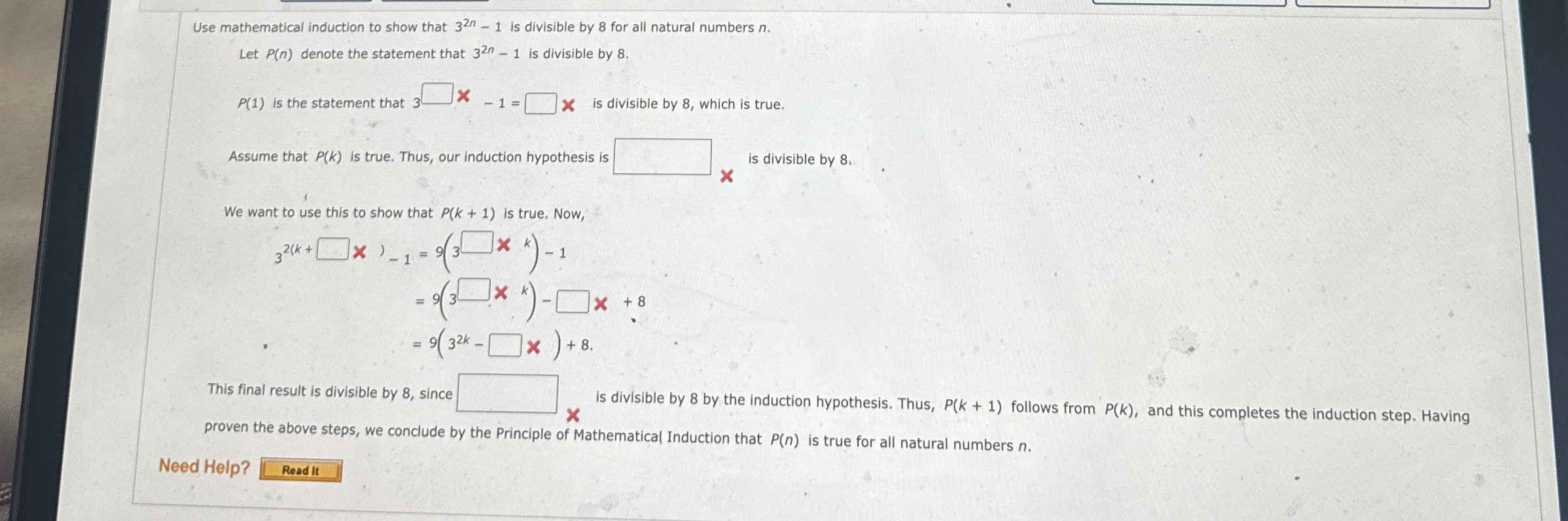 Solved Use mathematical induction to show that 32n-1 ﻿is | Chegg.com