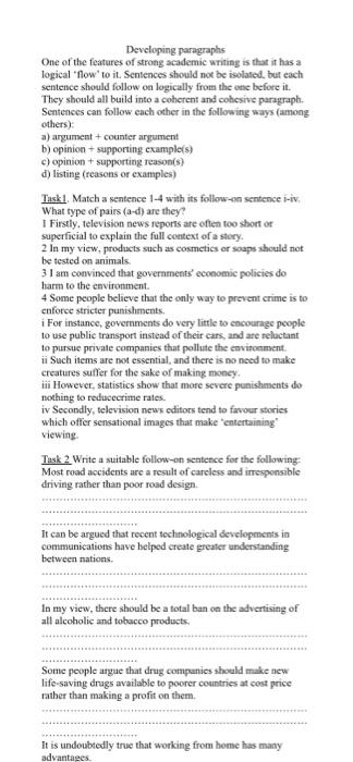 Developing paragraphs One of the features of strong | Chegg.com