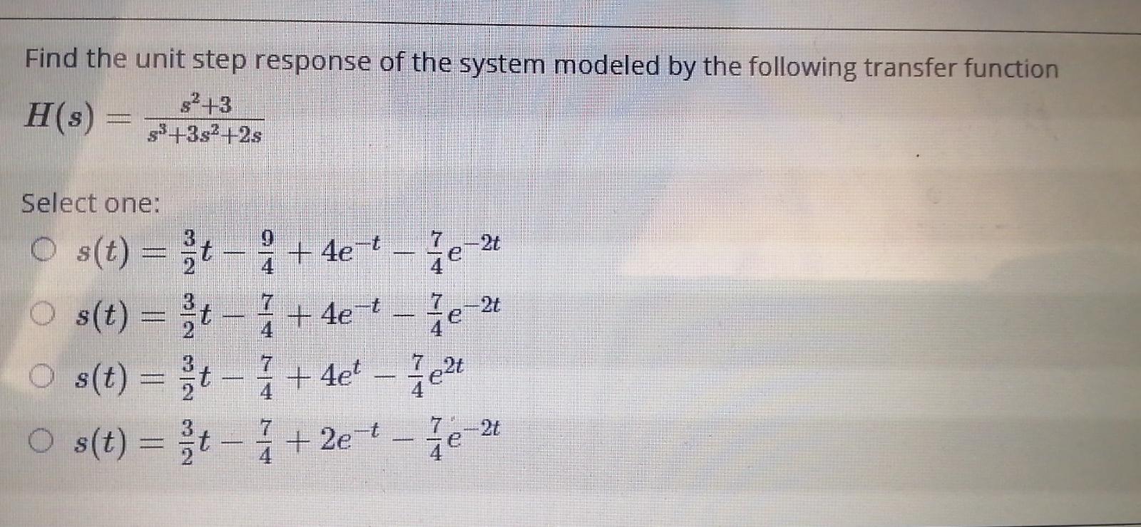 Solved Find the unit step response of the system modeled by | Chegg.com