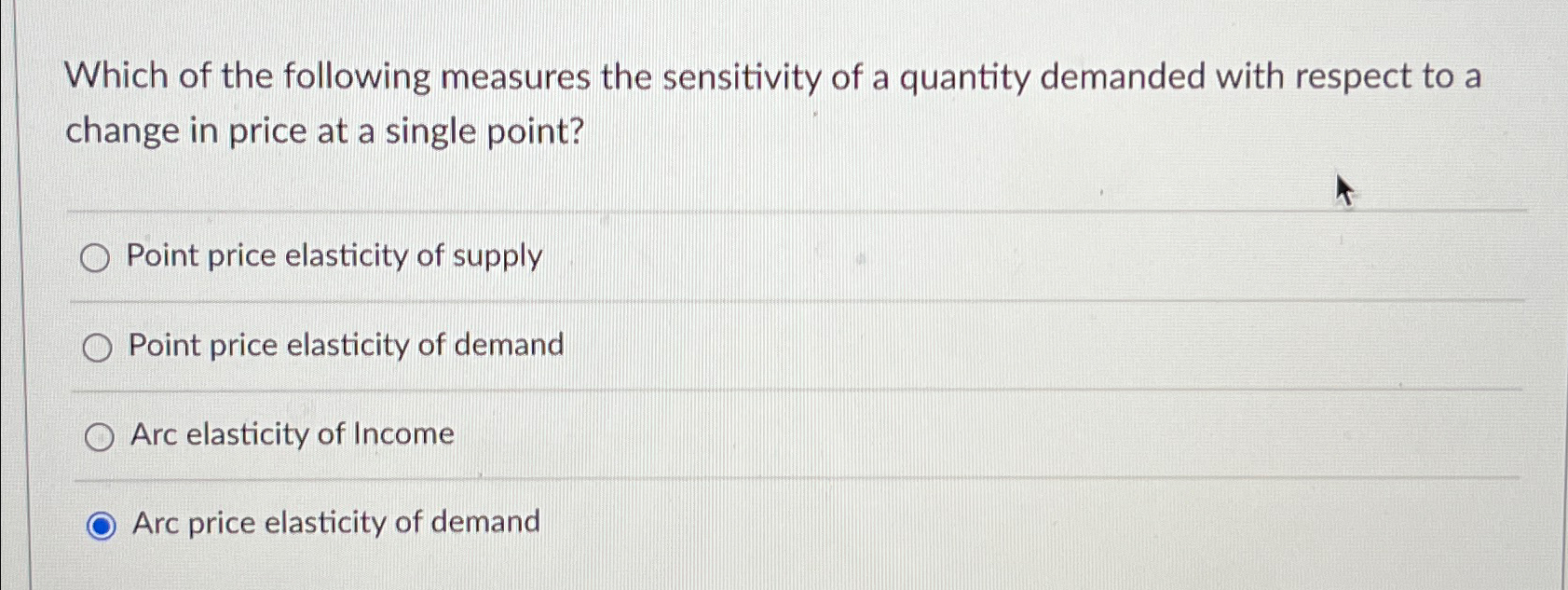 Solved Which of the following measures the sensitivity of a | Chegg.com