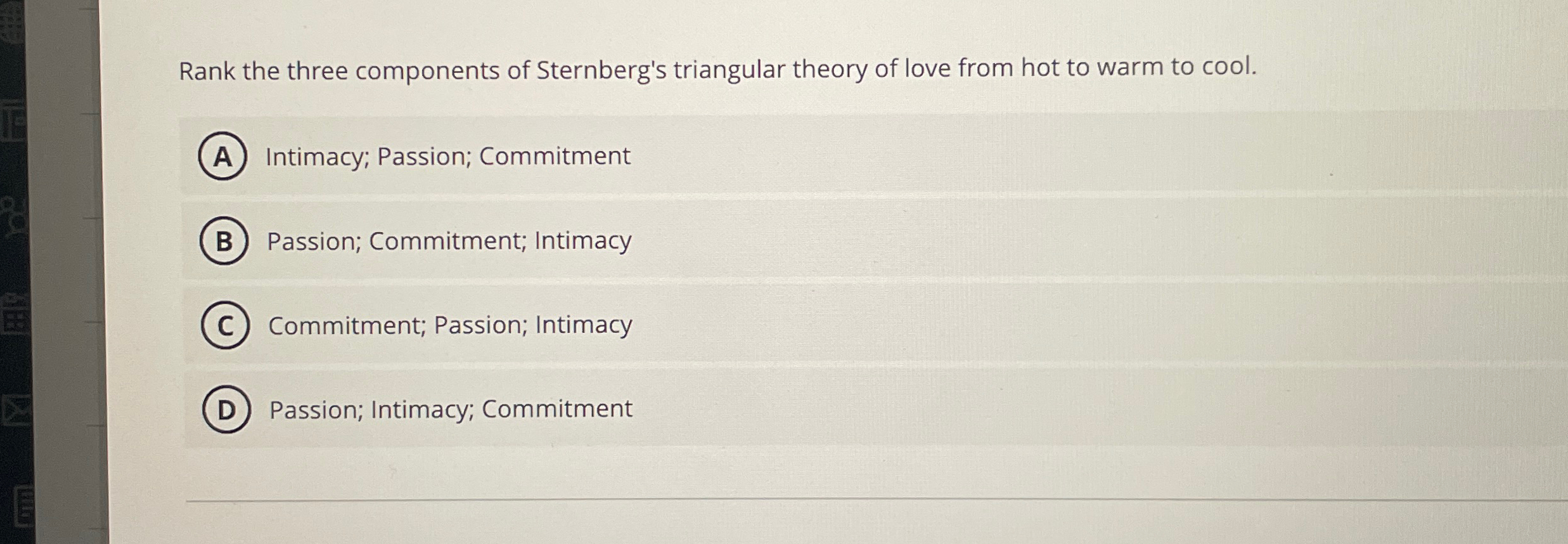 Solved Rank the three components of Sternberg's triangular | Chegg.com