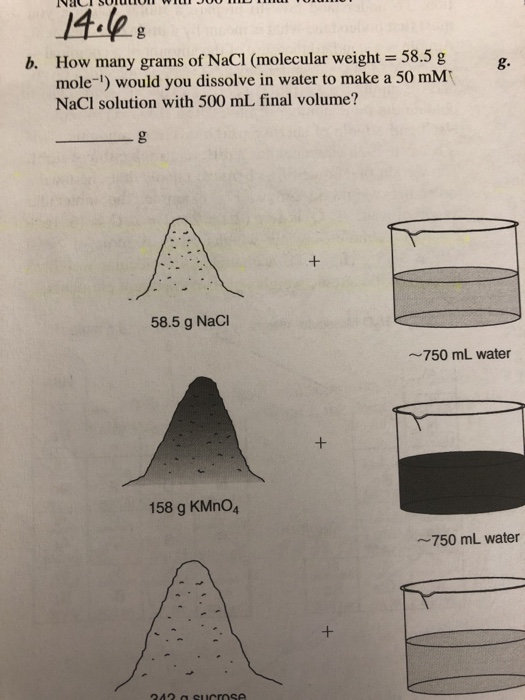 Solved 14.l2s b. How many grams of NaCI (molecular weight = | Chegg.com
