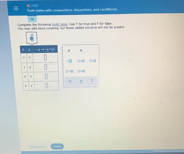Solved III LOGIC Truth tables with conjunctions, | Chegg.com