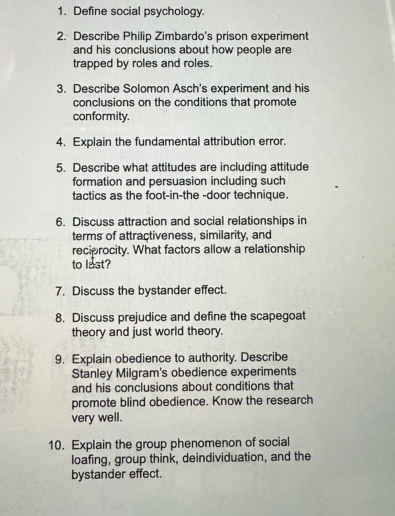Solved Define social psychology.Describe Philip Zimbardo's | Chegg.com