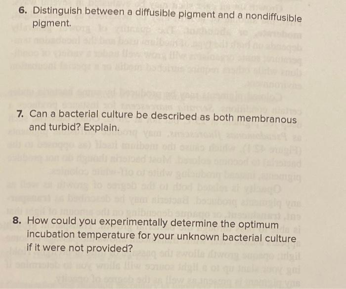 Solved 6. Distinguish between a diffusible pigment and a | Chegg.com
